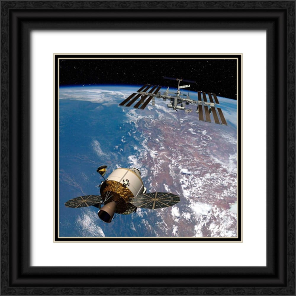 NASA 26x26 Black Ornate Wood Framed with Double Matting Museum Art ...