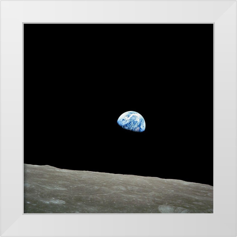 NASA 26x26 White Modern Wood Framed Museum Art Print Titled - Earthrise ...