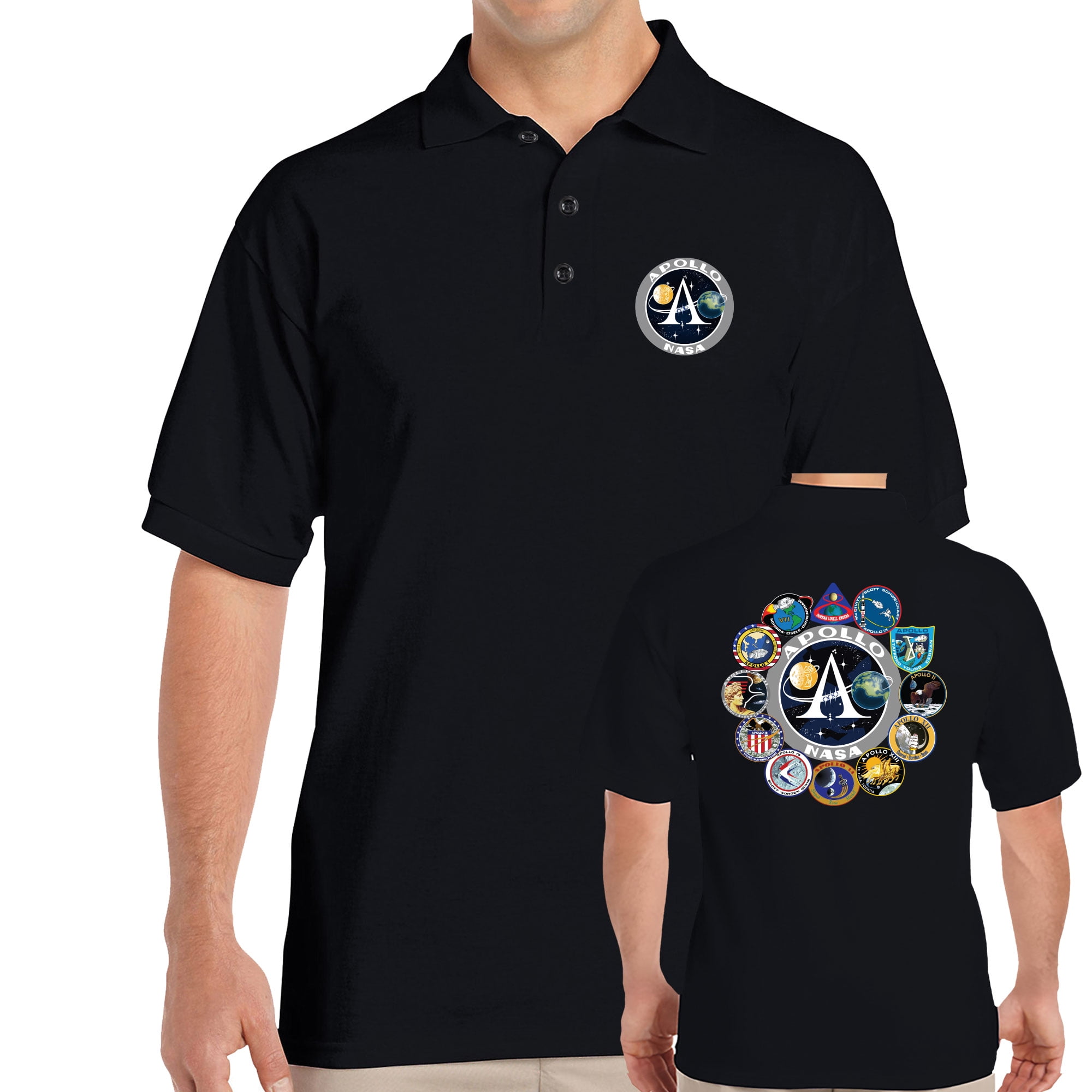 NASA Apollo Mission Logos Adult Double Sided Polo-Large - Walmart.com