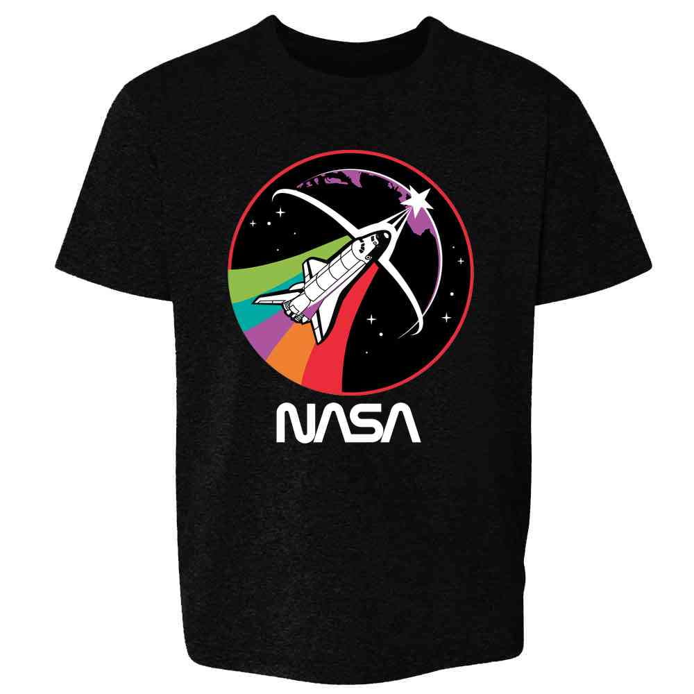 NASA Approved Shuttle Rainbow Retro Worm Logo Kids & Youth Tee ...