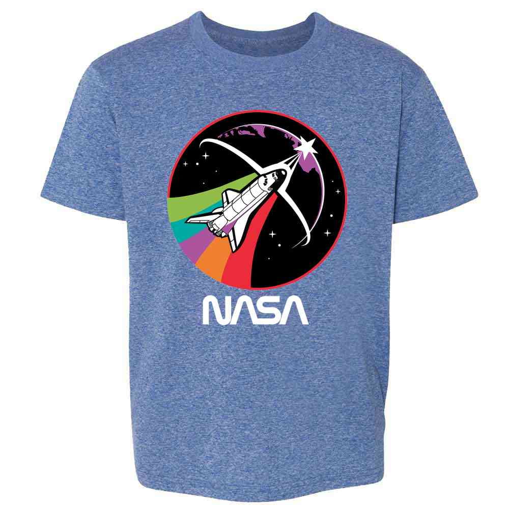 NASA Approved Shuttle Rainbow Retro Worm Logo Kids & Youth Tee ...