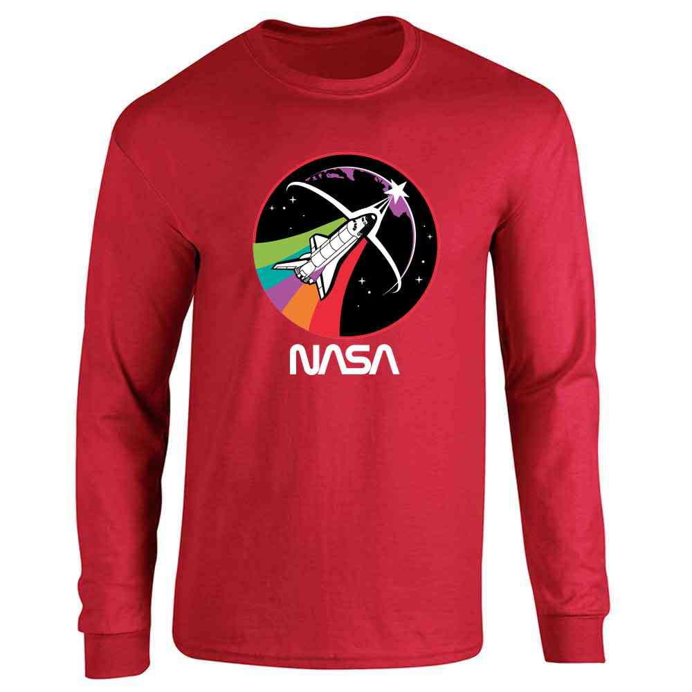 NASA Approved Shuttle Rainbow Retro Worm Logo Long Sleeve - Walmart.com