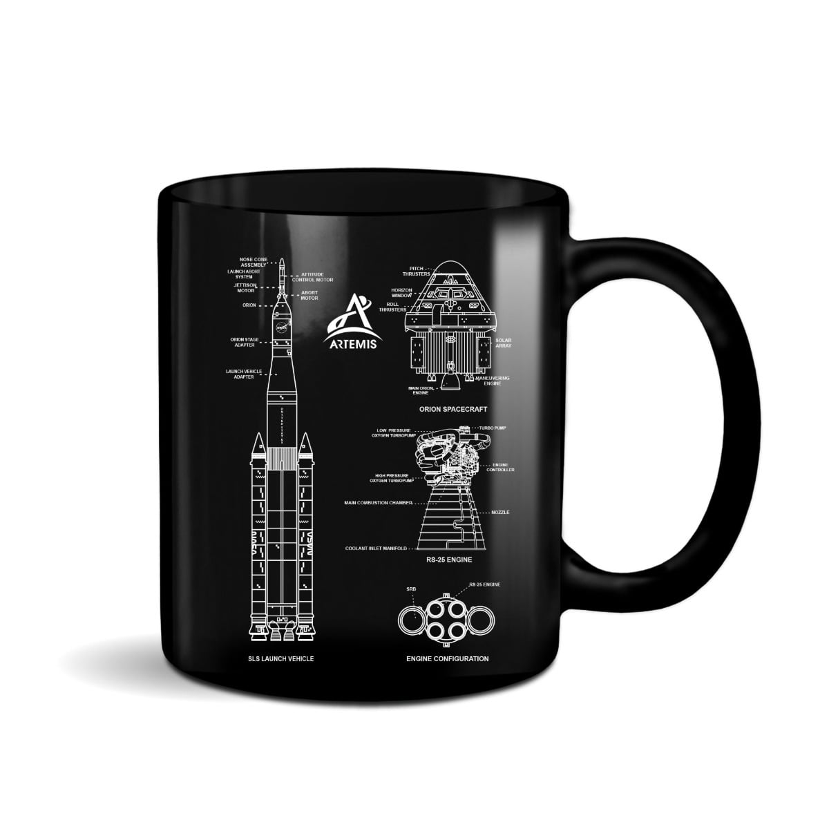 NASA Artemis Rocket Blueprint 11oz Black Mug - Walmart.com