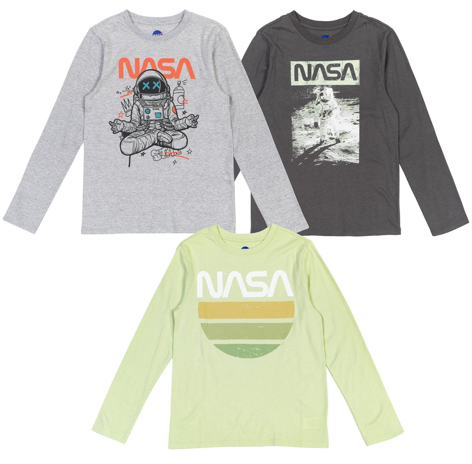 NASA Big Boys Space Graphic Tee Long Sleeve T-Shirts 3 Pack for Toddler ...