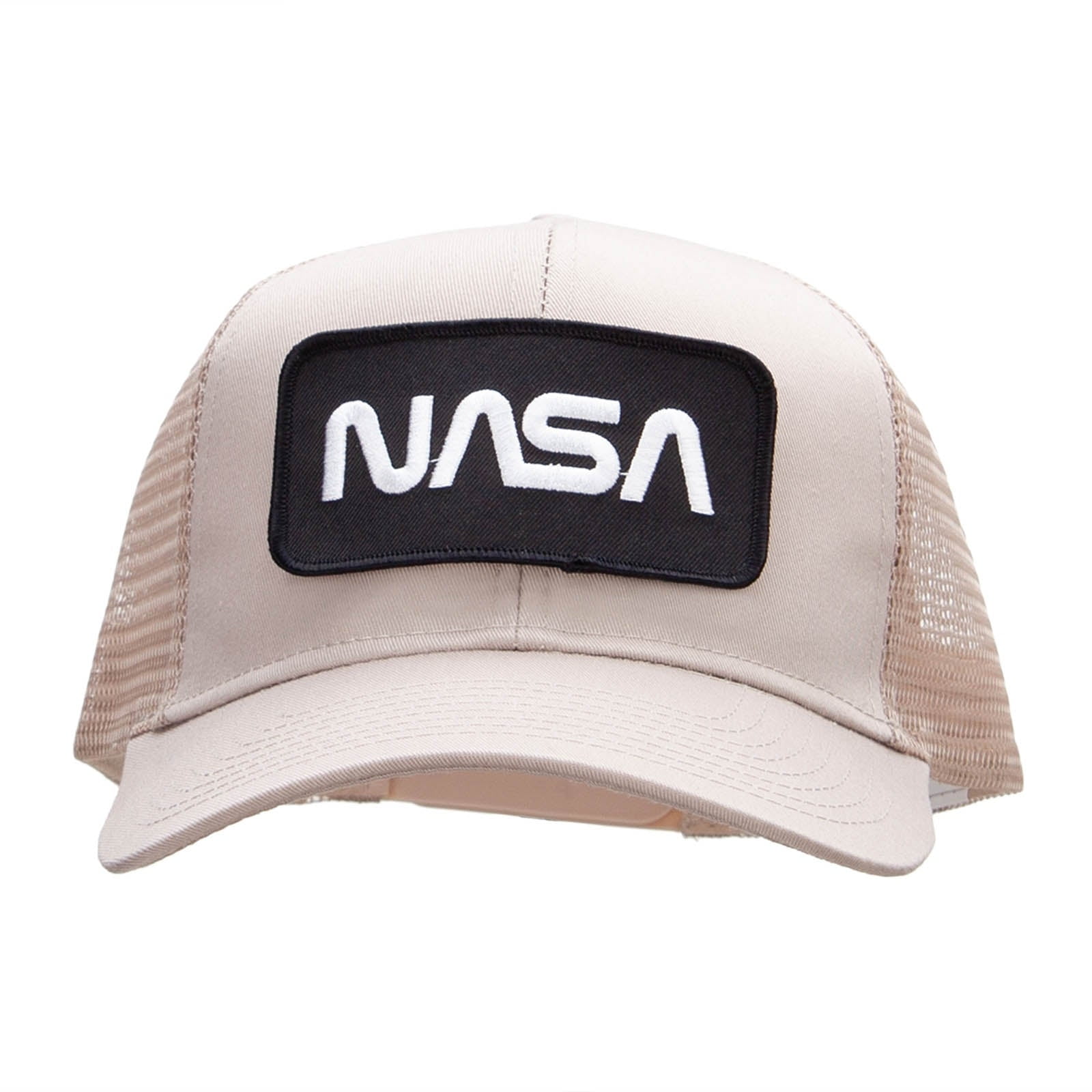 NASA Black and White Logo Embroidered Patched Mesh Back Cap - Khaki ...