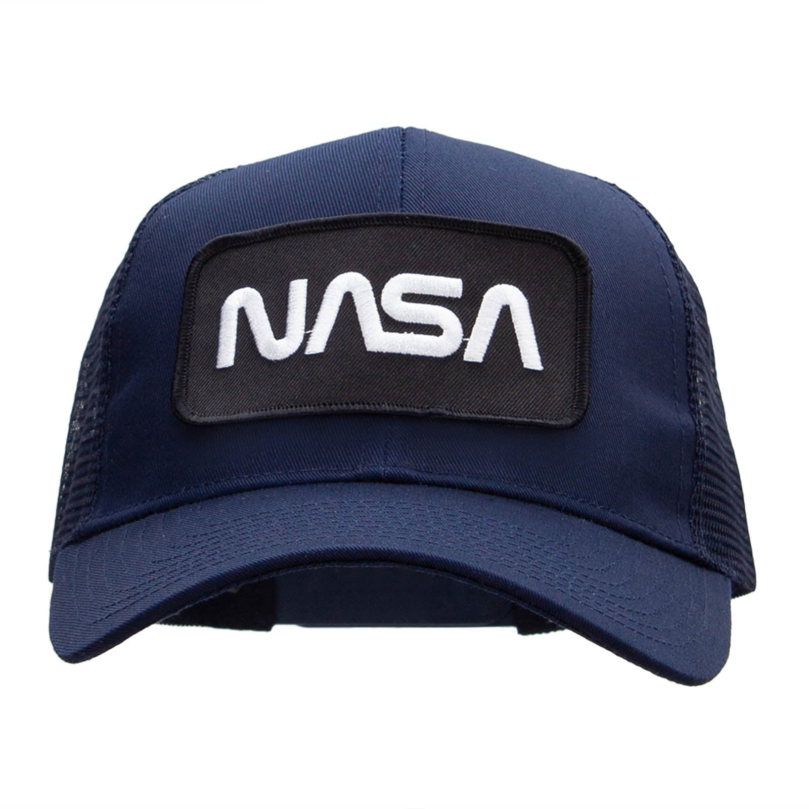 NASA Black and White Logo Embroidered Patched Mesh Back Cap - Navy OSFM ...