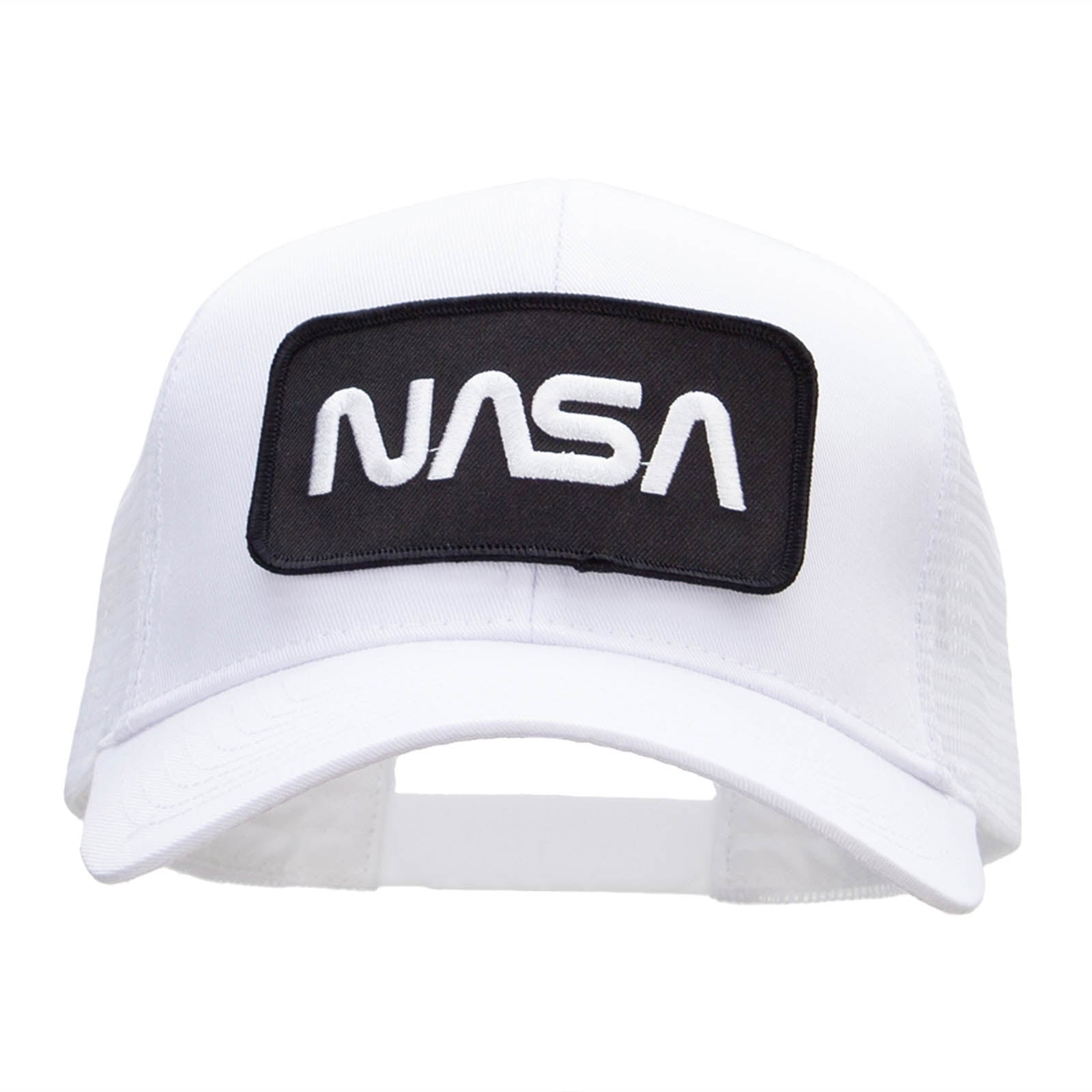 NASA Black and White Logo Embroidered Patched Mesh Back Cap - White ...