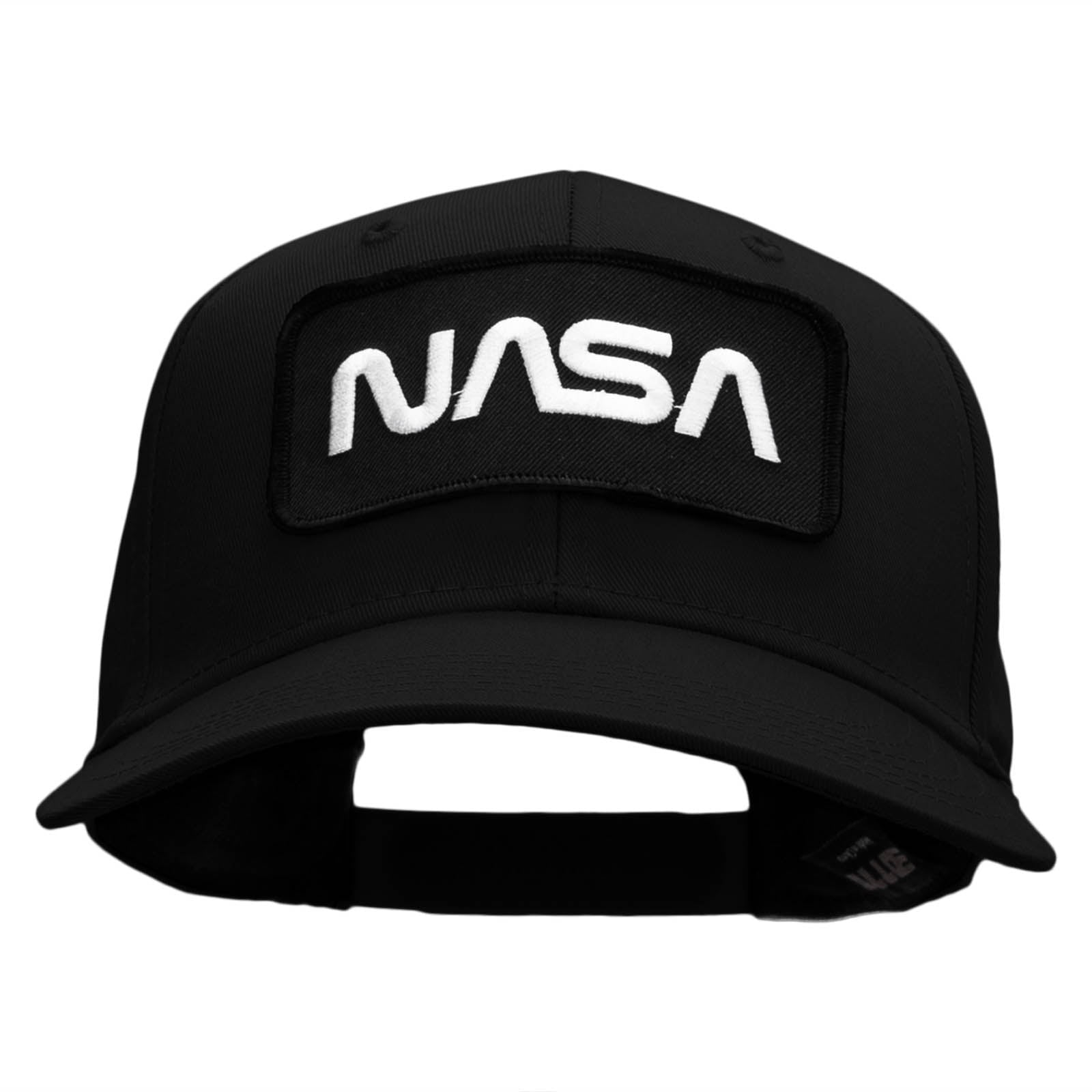 NASA Black and White Logo Embroidered Patched Solid Twill Cap - Black ...