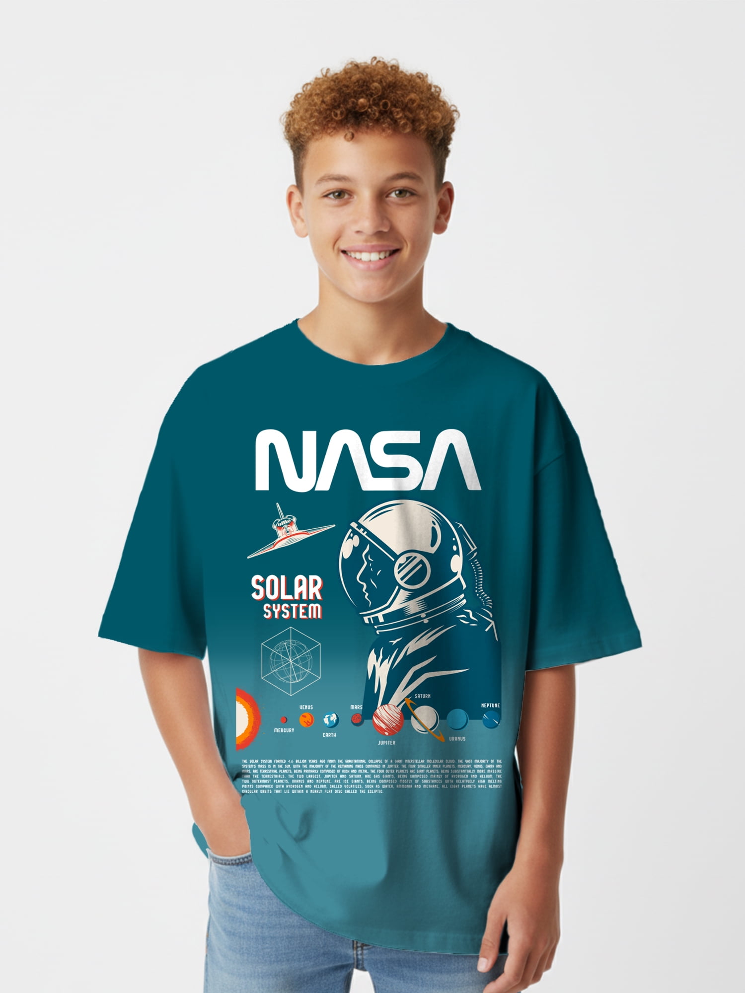 NASA Boys Oversized Dip Dye Graphic Tee, Sizes 4-18 - Walmart.com