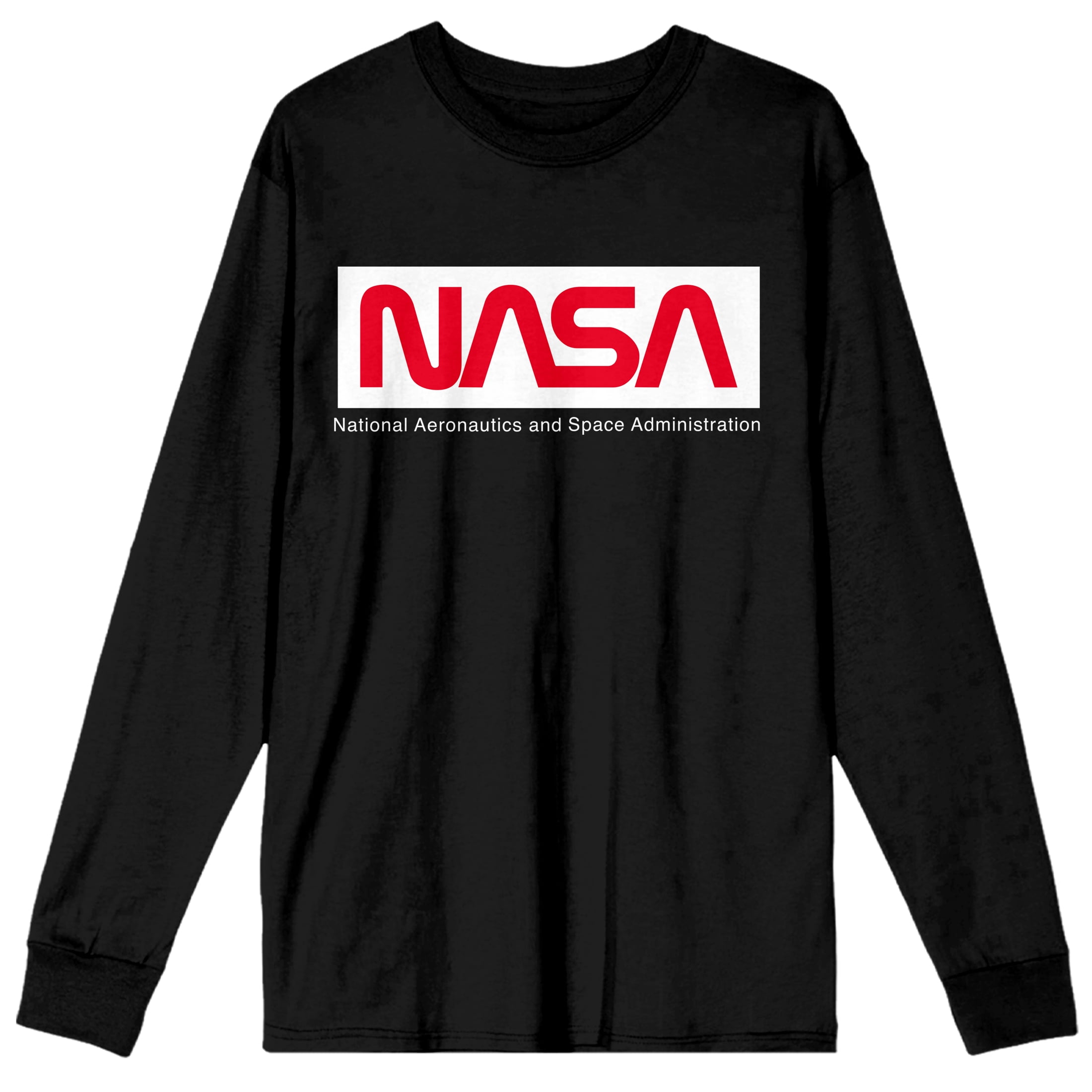 NASA Classic Red Logo Men's Black Crew Neck Long Sleeve Graphic Tee-XS ...