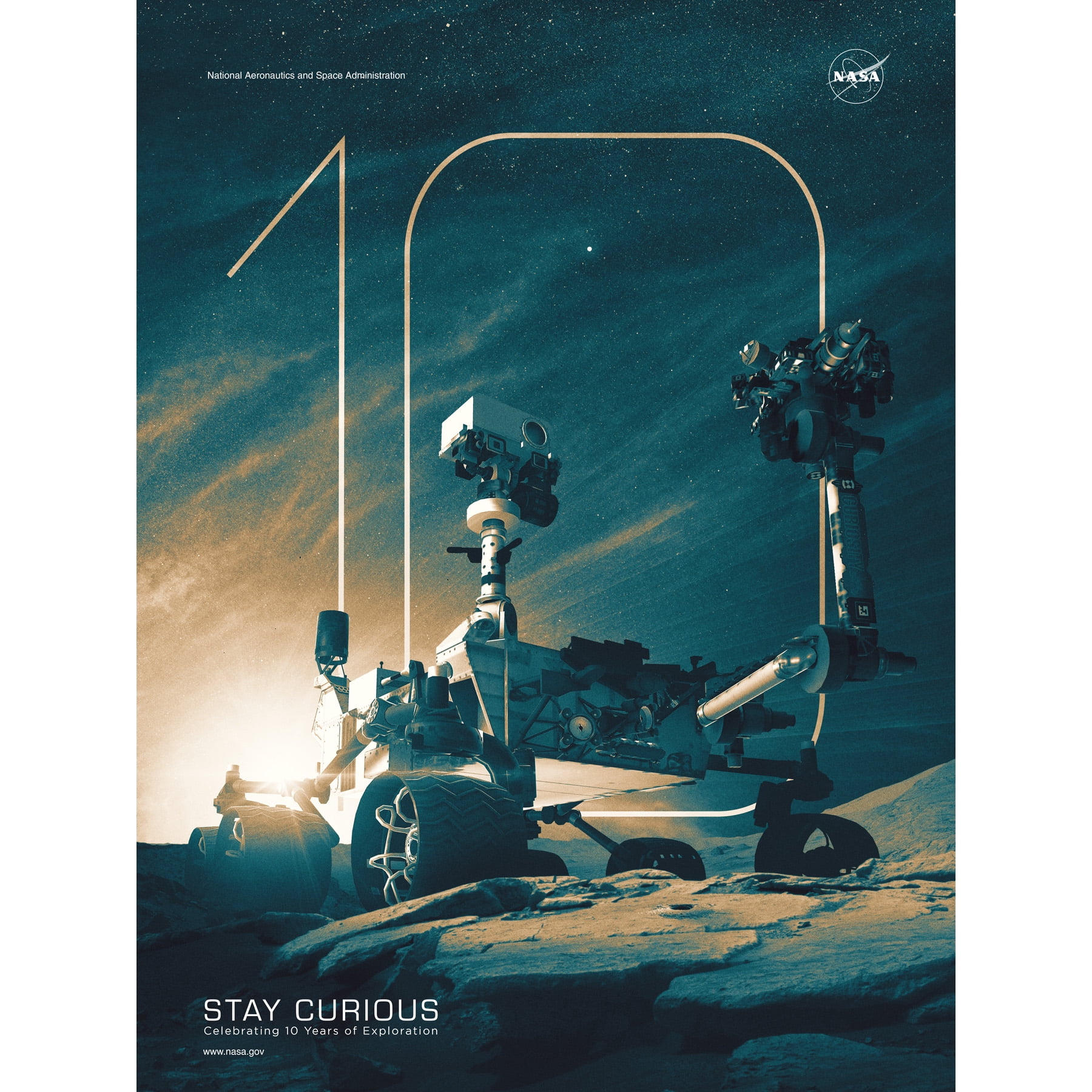 NASA Curiosity Mars Rover 10th Anniversary Poster Extra Large XL Wall Art Print - Walmart.com