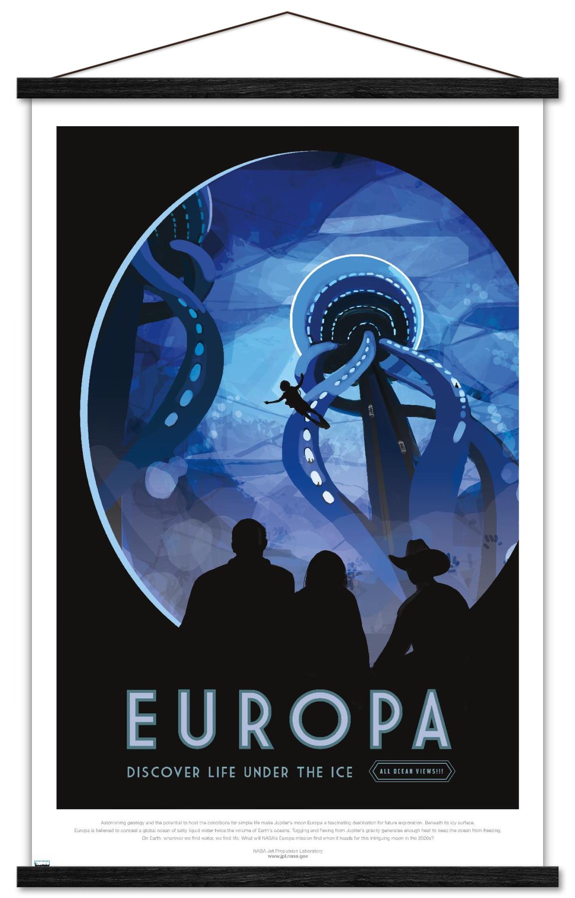 NASA - Europa Travel Poster Wall Poster with Magnetic Frame, 22.375" x ...