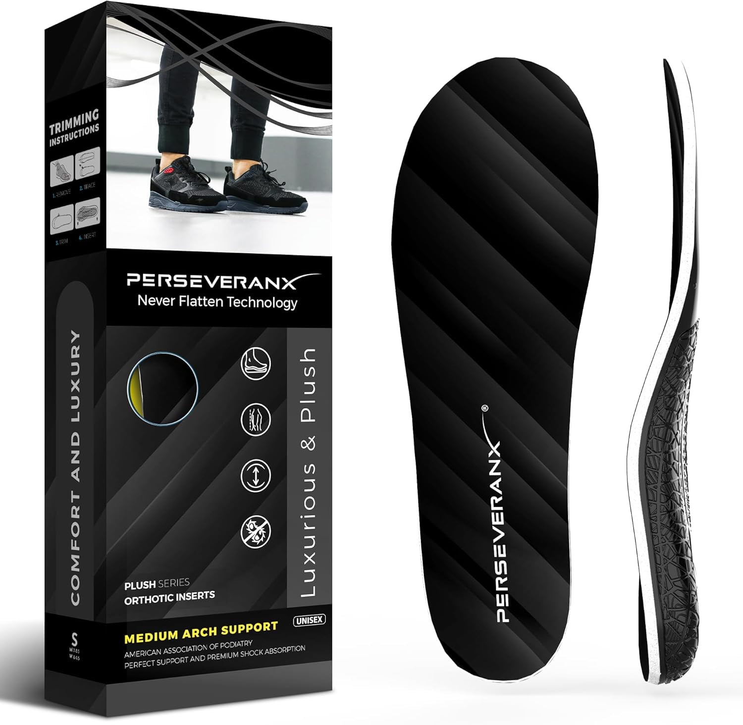 NASA Grade Never Flatten Plantar Fasciitis Insoles, High Arch Support ...