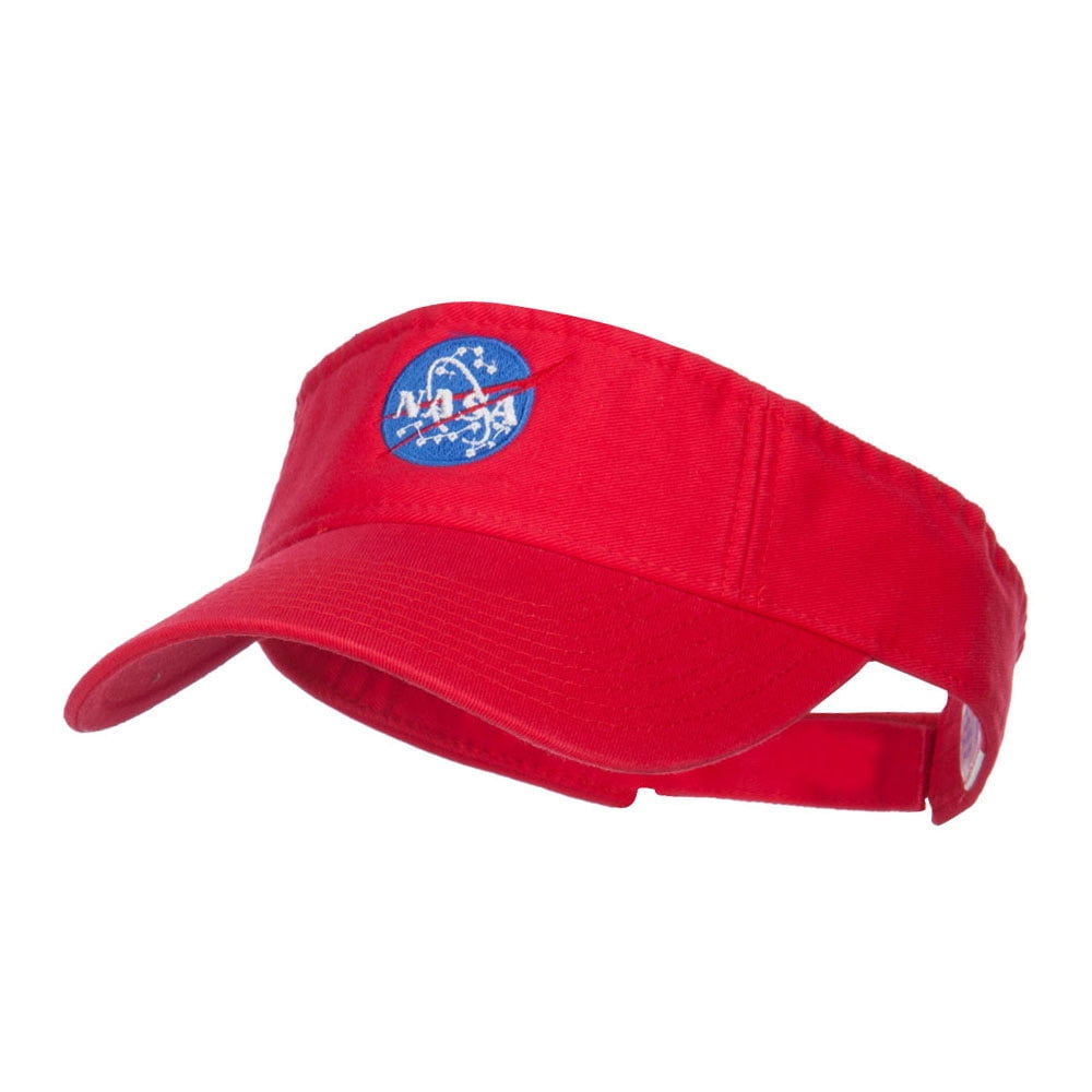 NASA Insignia Embroidered Cotton Washed Visor - Red OSFM - Walmart.com
