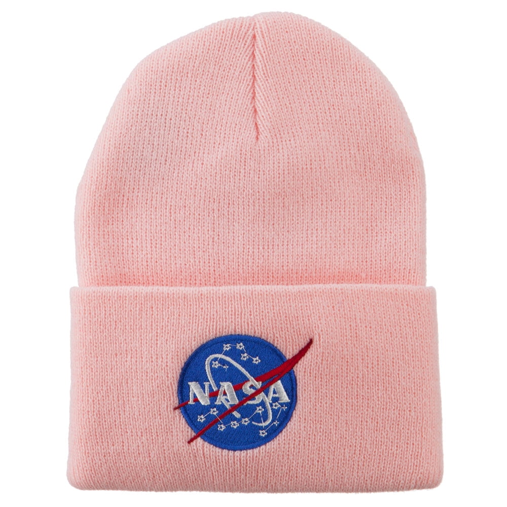NASA Insignia Embroidered Long Beanie - Pink OSFM - Walmart.com