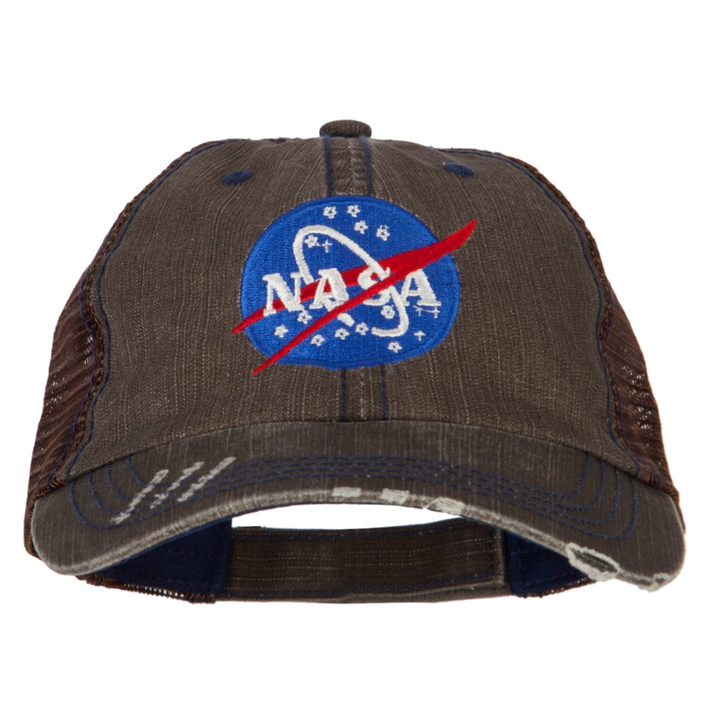 NASA Insignia Embroidered Low Cotton Mesh Cap - Brown OSFM - Walmart.com