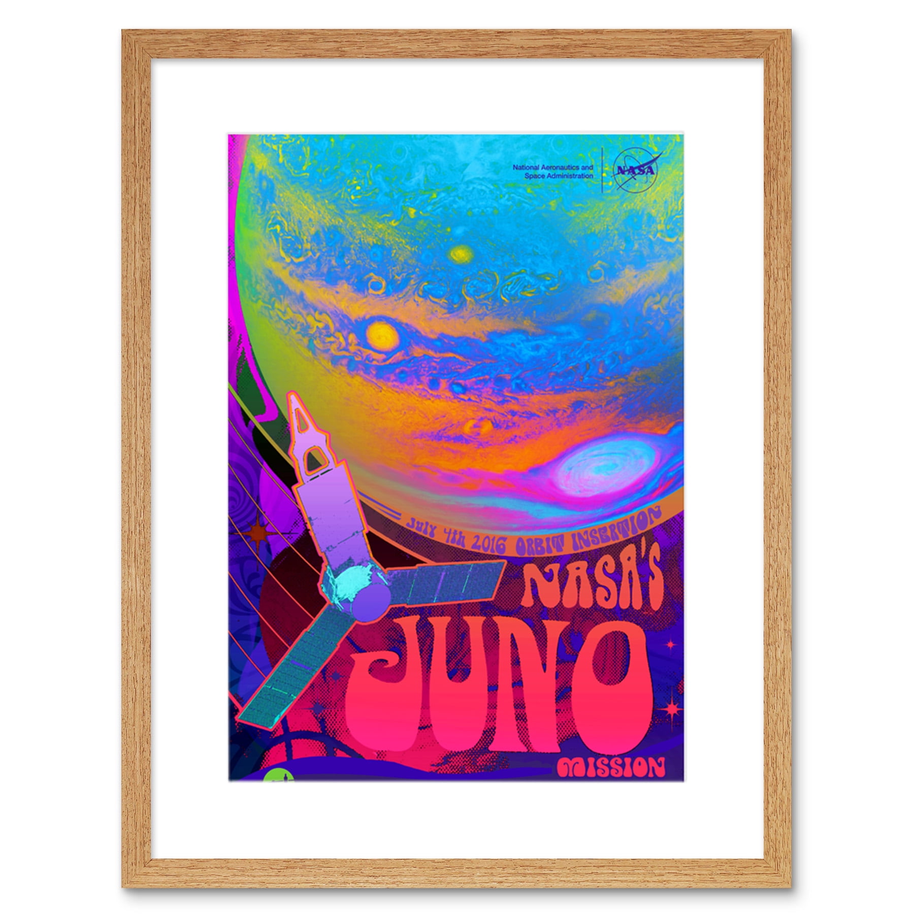 NASA Juno Mission to Jupiter Psychedelic Artwork Framed Wall Art Print ...
