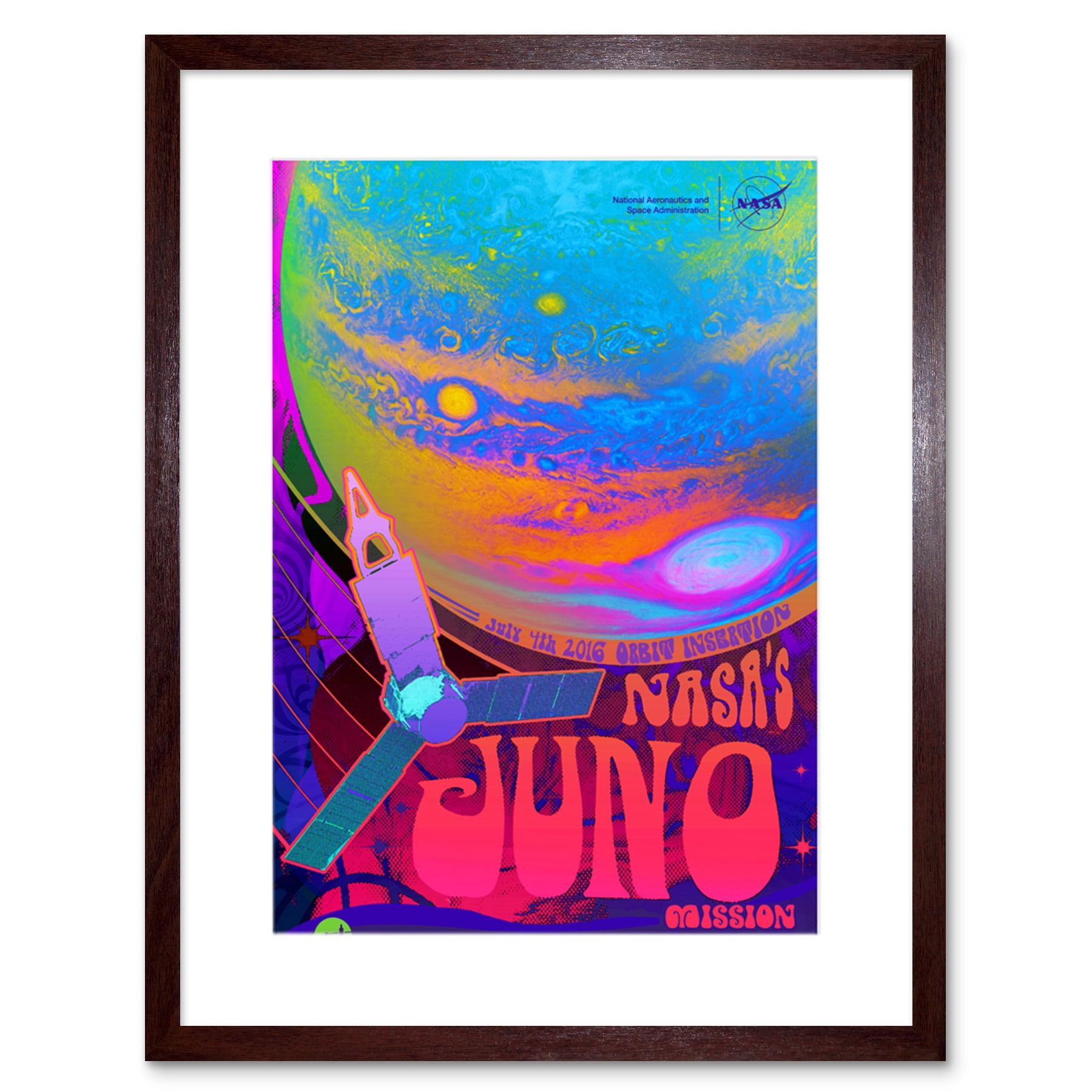 NASA Juno Mission to Jupiter Psychedelic Artwork Framed Wall Art Print ...