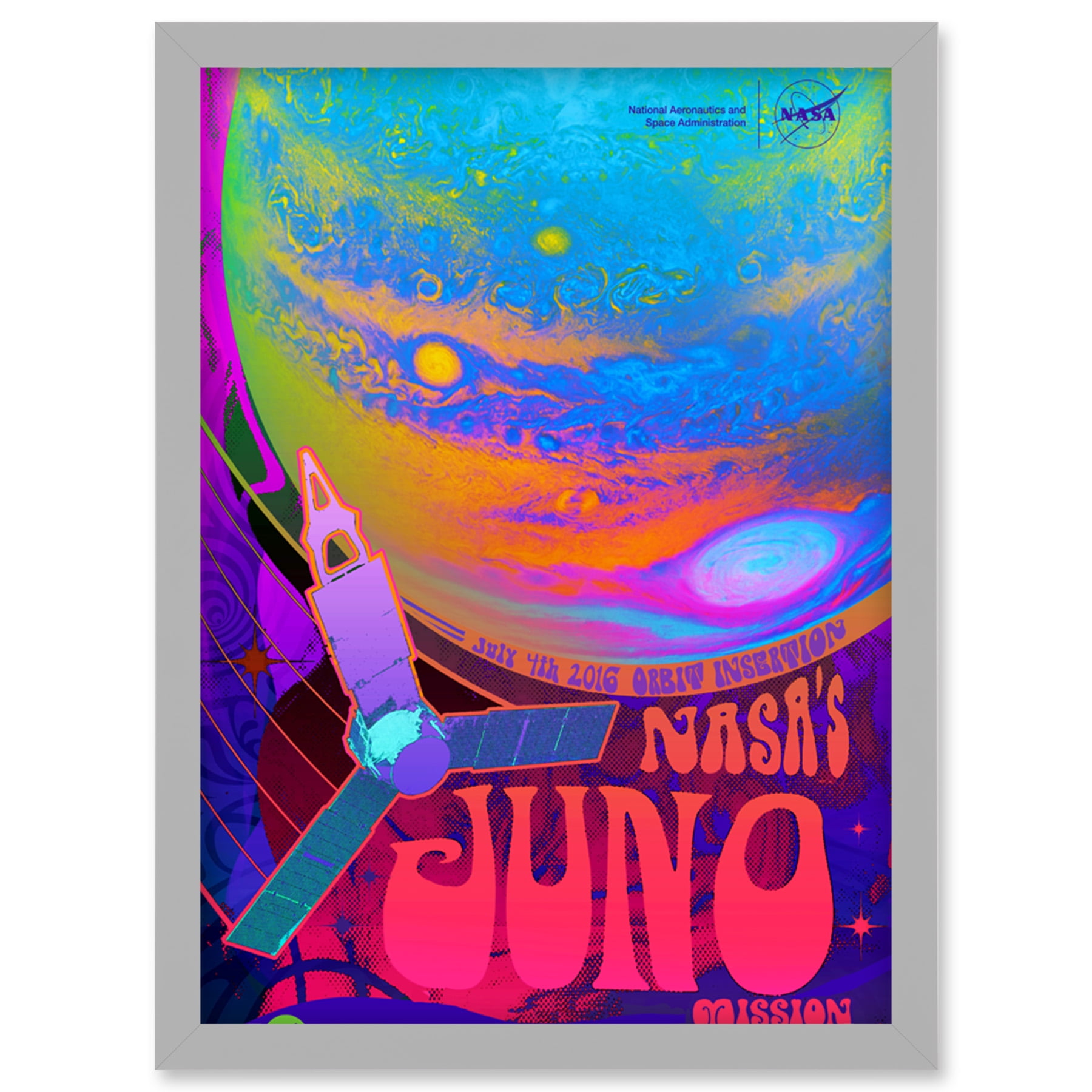 NASA Juno Mission to Jupiter Psychedelic Artwork Framed Wall Art Print ...