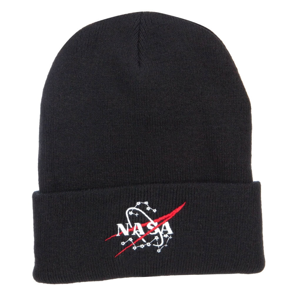 NASA Logo Embroidered Long Beanie - Black OSFM - Walmart.com