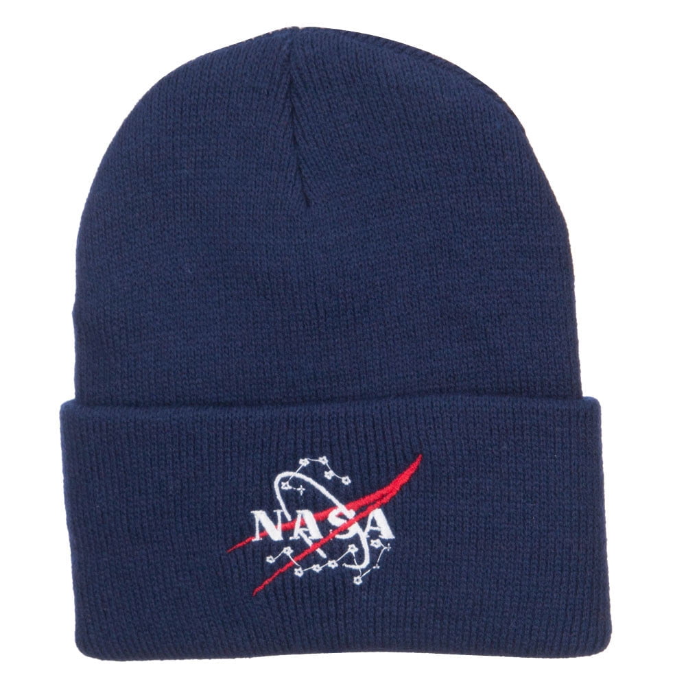 NASA Logo Embroidered Long Beanie - Navy OSFM - Walmart.com