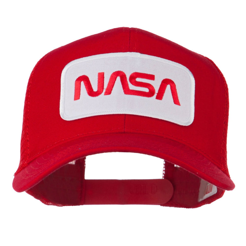 NASA Logo Embroidered Patched Mesh Back Cap - Red OSFM - Walmart.com