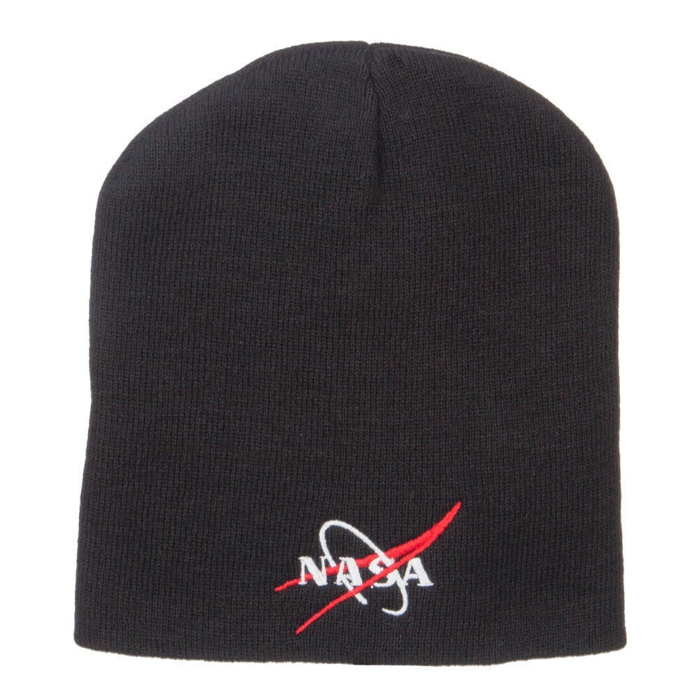 NASA Logo Embroidered Short Beanie - Black OSFM - Walmart.com