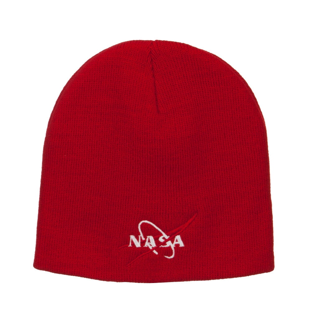 NASA Logo Embroidered Short Beanie - Red OSFM - Walmart.com