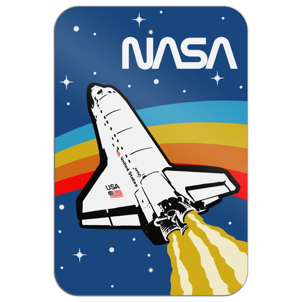 NASA Logo Over Space Shuttle with Rainbow Home Business Office Sign ...