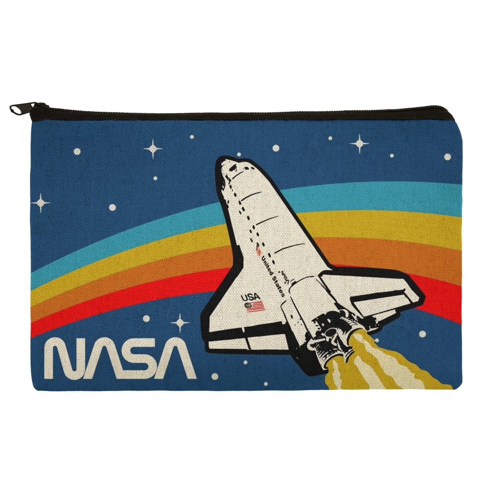 NASA Logo Over Space Shuttle with Rainbow Makeup Cosmetic Bag Organizer ...