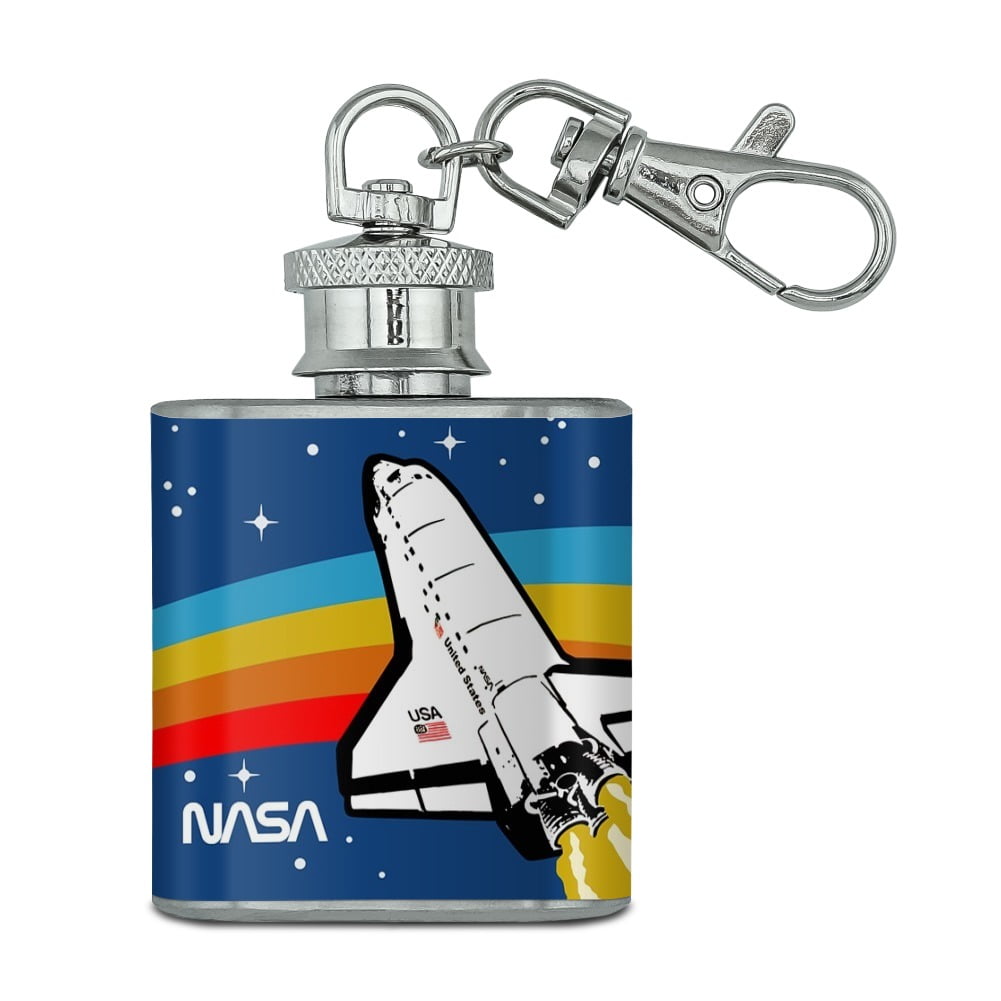 NASA Logo Over Space Shuttle with Rainbow Stainless Steel 1oz Mini ...