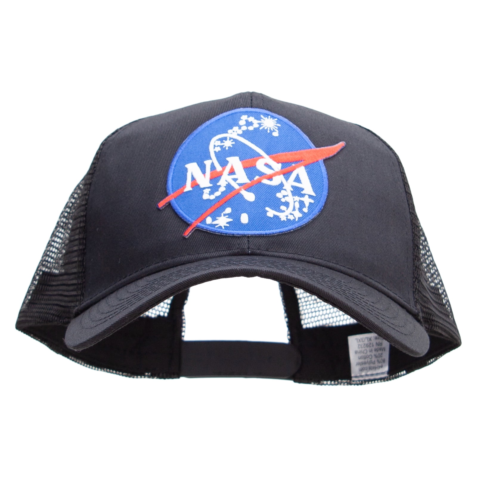 NASA Logo Patched Big Size Solid Cotton Twill High Profile Mesh Pro ...