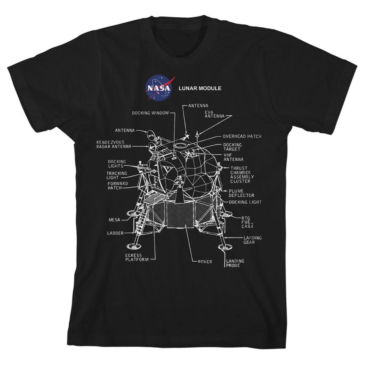 NASA Lunar Module White Line Schematic Toddler Boy's Black Graphic Tee ...