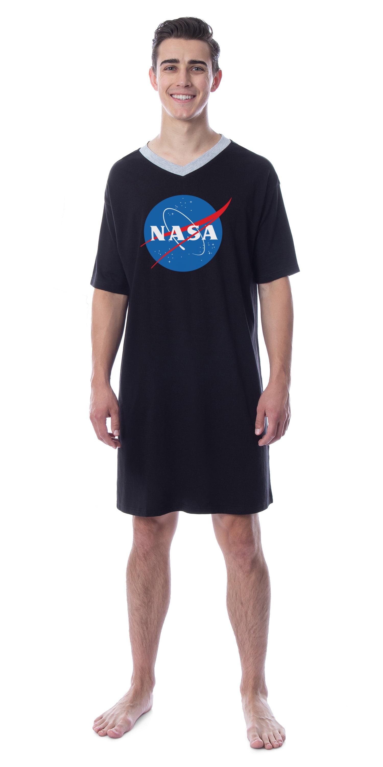 NASA Mens' Meatball Space Fashion Logo Nightgown Sleep Pajama Shirt ...