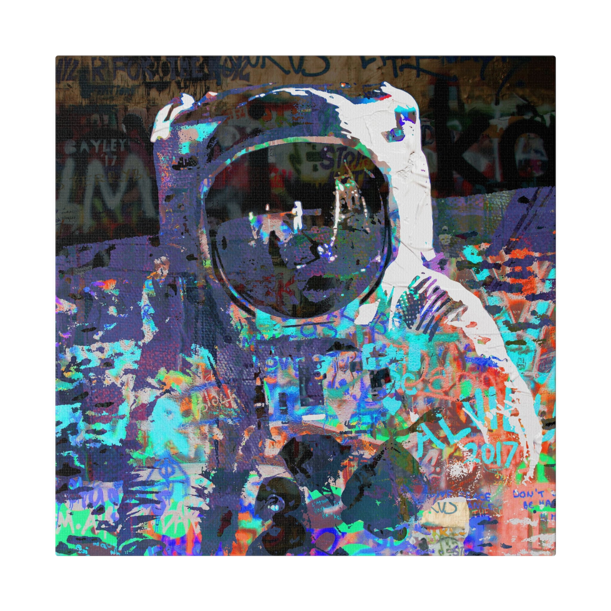 NASA Moon Man Graffiti Canvas Wall Art - Warhol Style Pop Art - Walmart.com