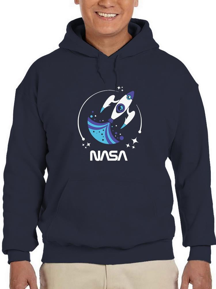 NASA Nasa Baby Blue Rocket Art Hoodie Men -NASA Designs, Male 4X-Large ...
