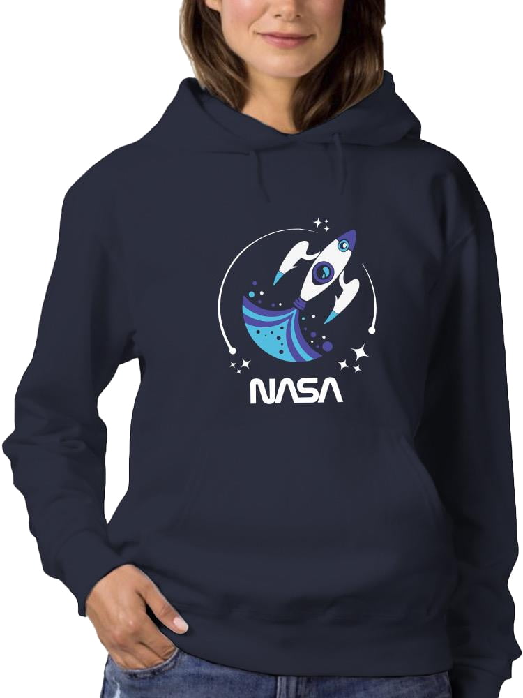 NASA Nasa Baby Blue Rocket Art Hoodie Women -NASA Designs, Female 5X ...
