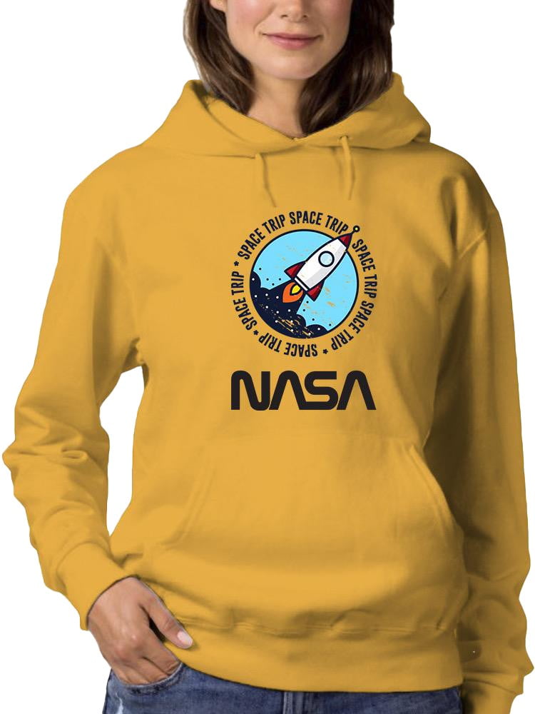 NASA Nasa Space Rocket Badge Hoodie Women -NASA Designs, Female Medium ...