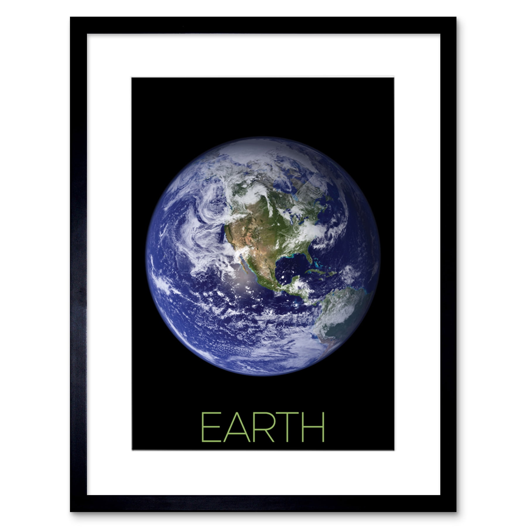 NASA Our Solar System Earth Planet Blue Marble Space Artwork Framed ...