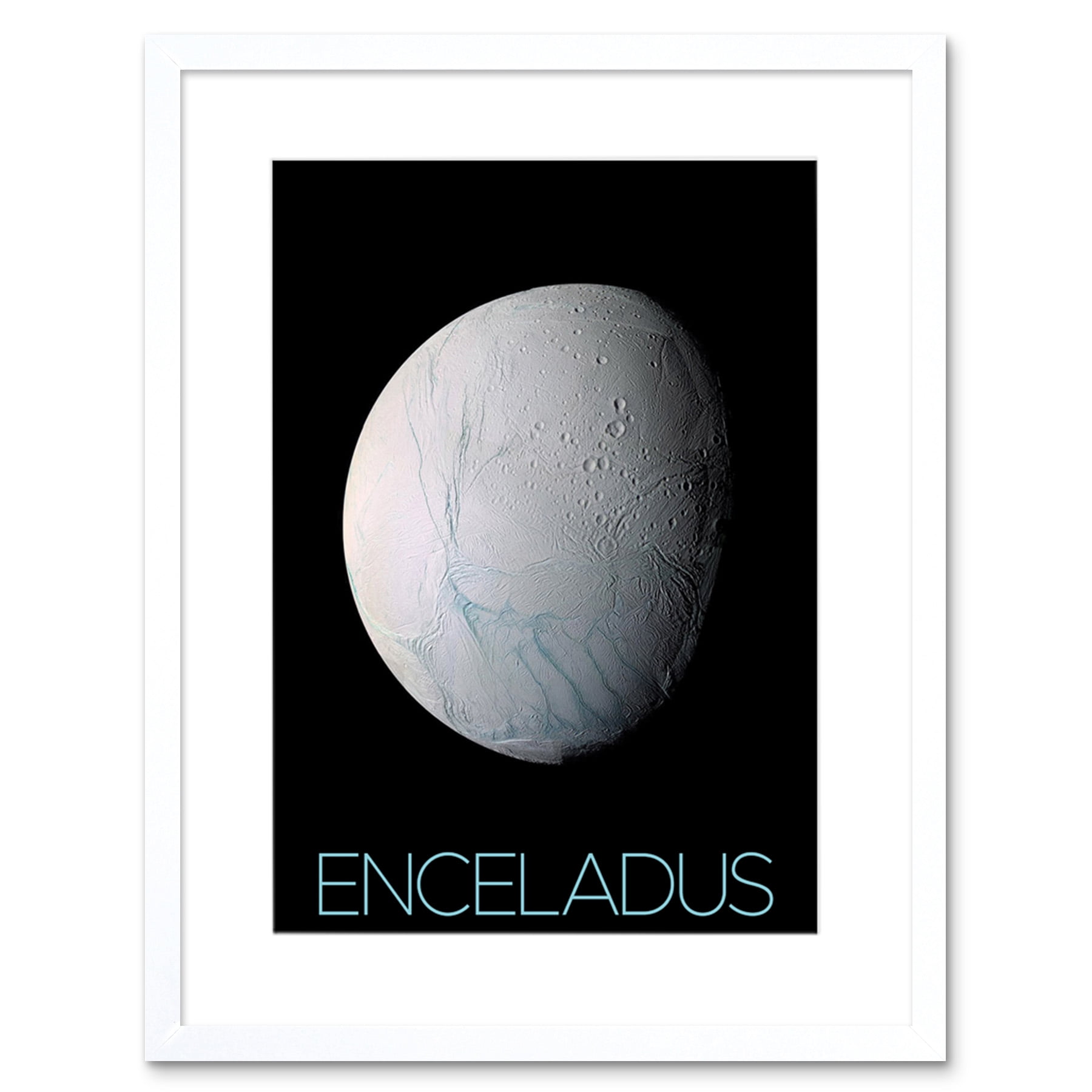NASA Our Solar System Enceladus Saturn's Moon Ice Oceans Artwork Framed ...