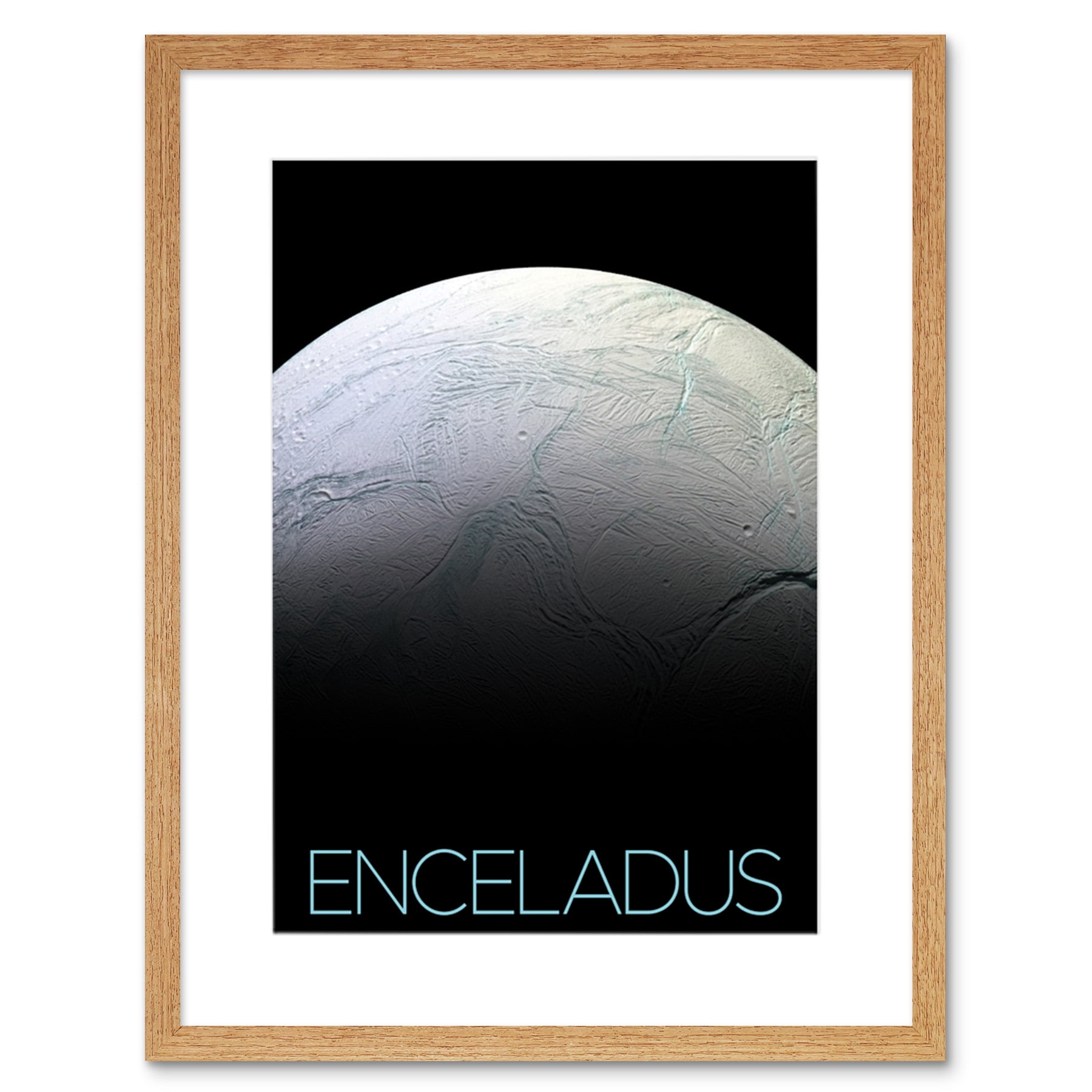 NASA Our Solar System Enceladus Saturn's Moon Surface Artwork Framed ...