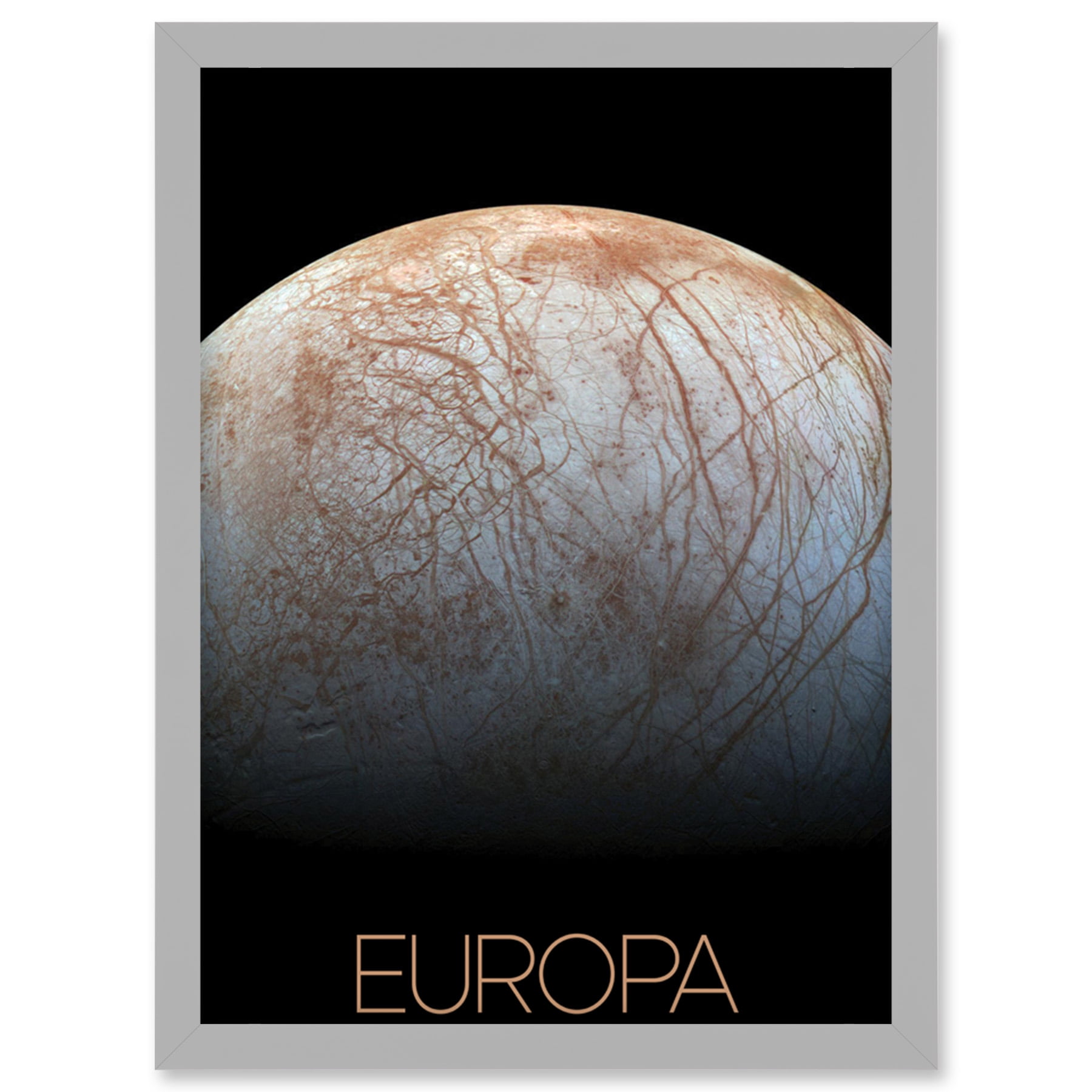 NASA Our Solar System Europa Jupiter's Moon Ice Surface Artwork Framed ...