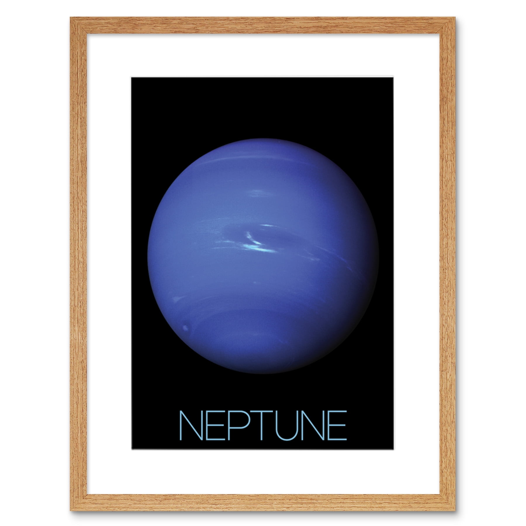 NASA Our Solar System Neptune Blue Planet Voyager 2 Image Artwork ...