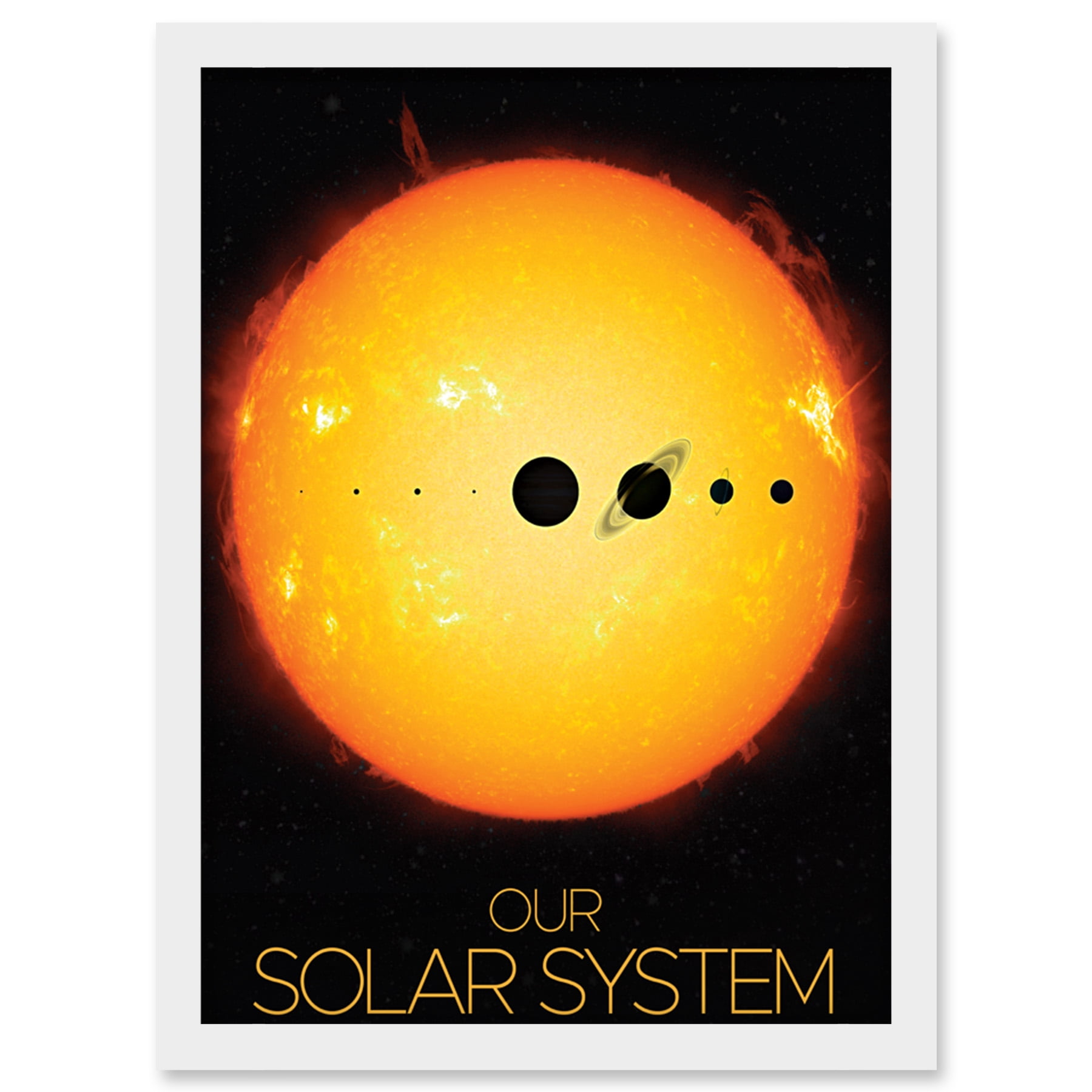 NASA Our Solar System Planets and Sun Size Comparison Dark Artwork ...