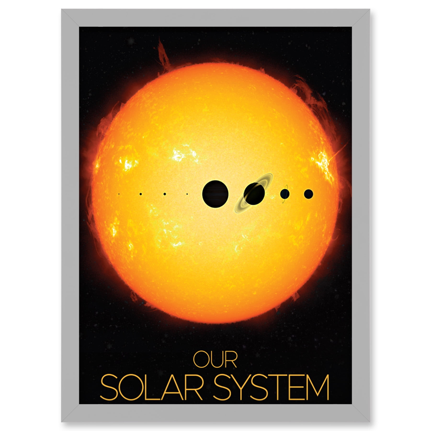 NASA Our Solar System Planets and Sun Size Comparison Dark Artwork ...