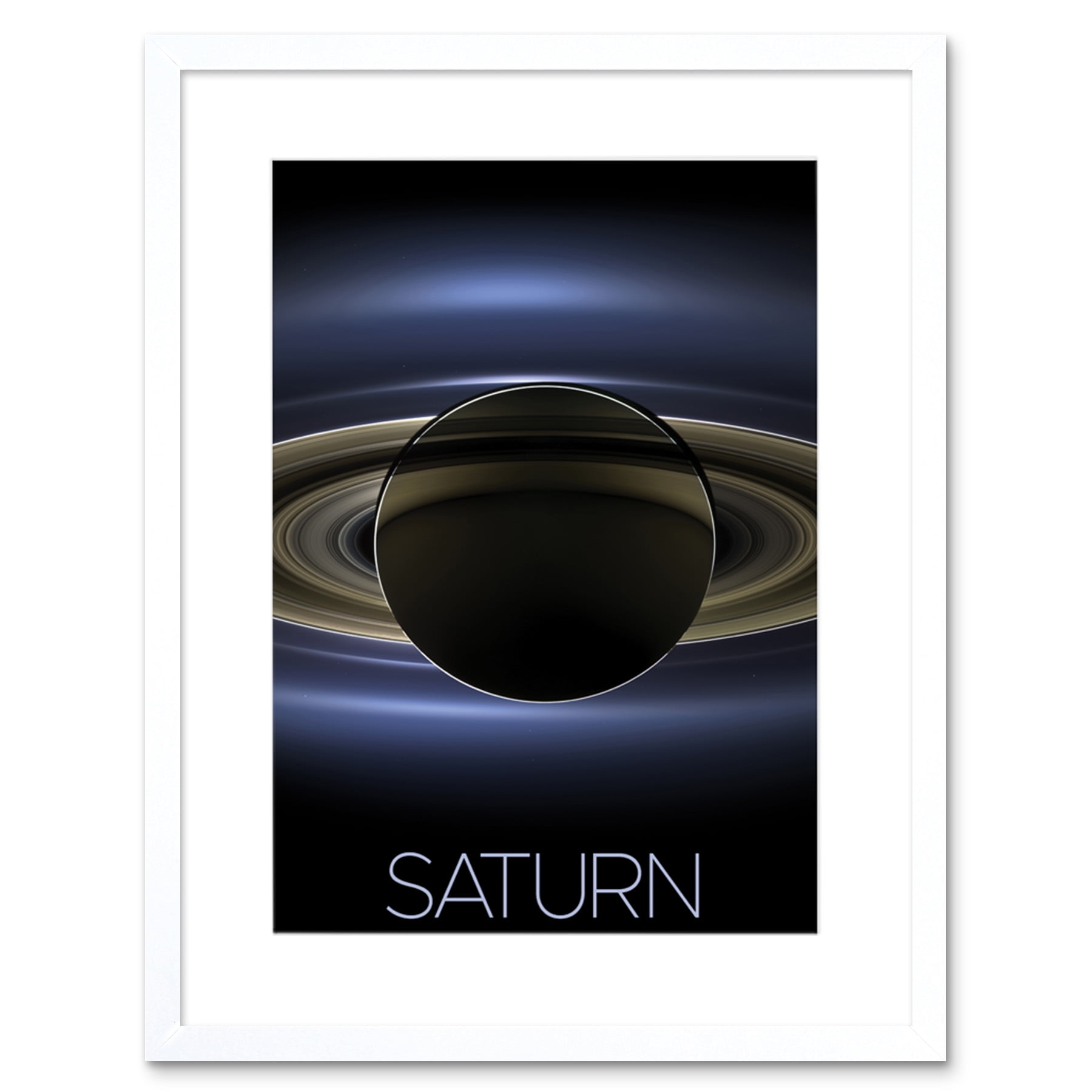 NASA Our Solar System Saturn Planet Shadow Cassini Artwork Framed Wall ...