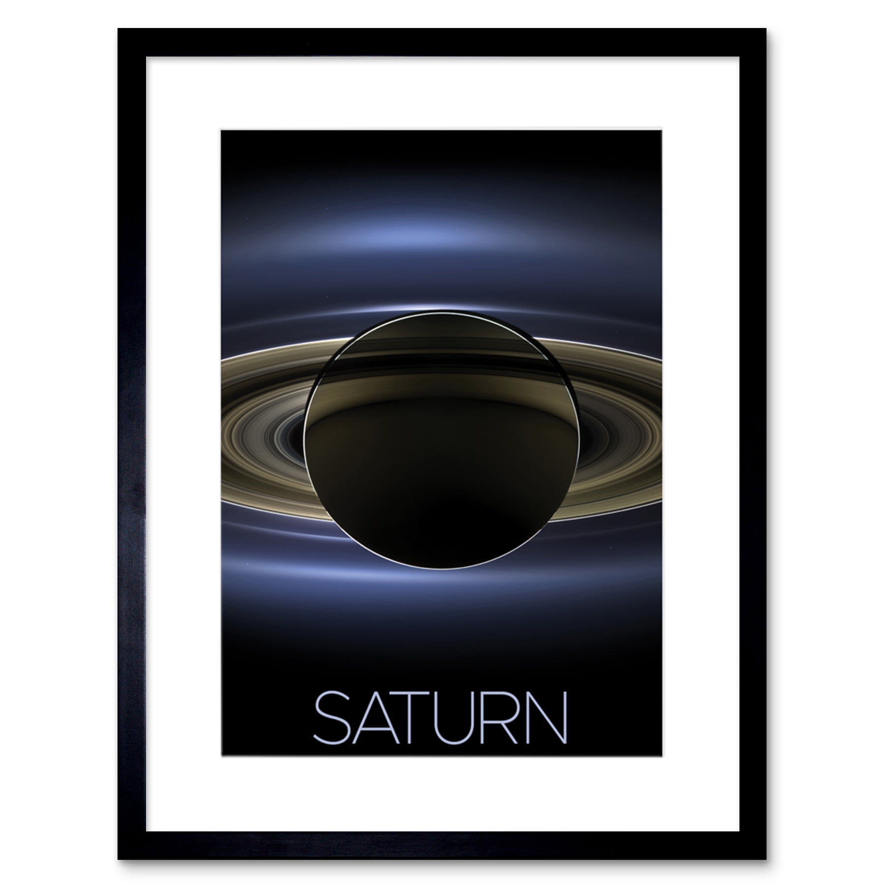 NASA Our Solar System Saturn Planet Shadow Cassini Artwork Framed Wall ...