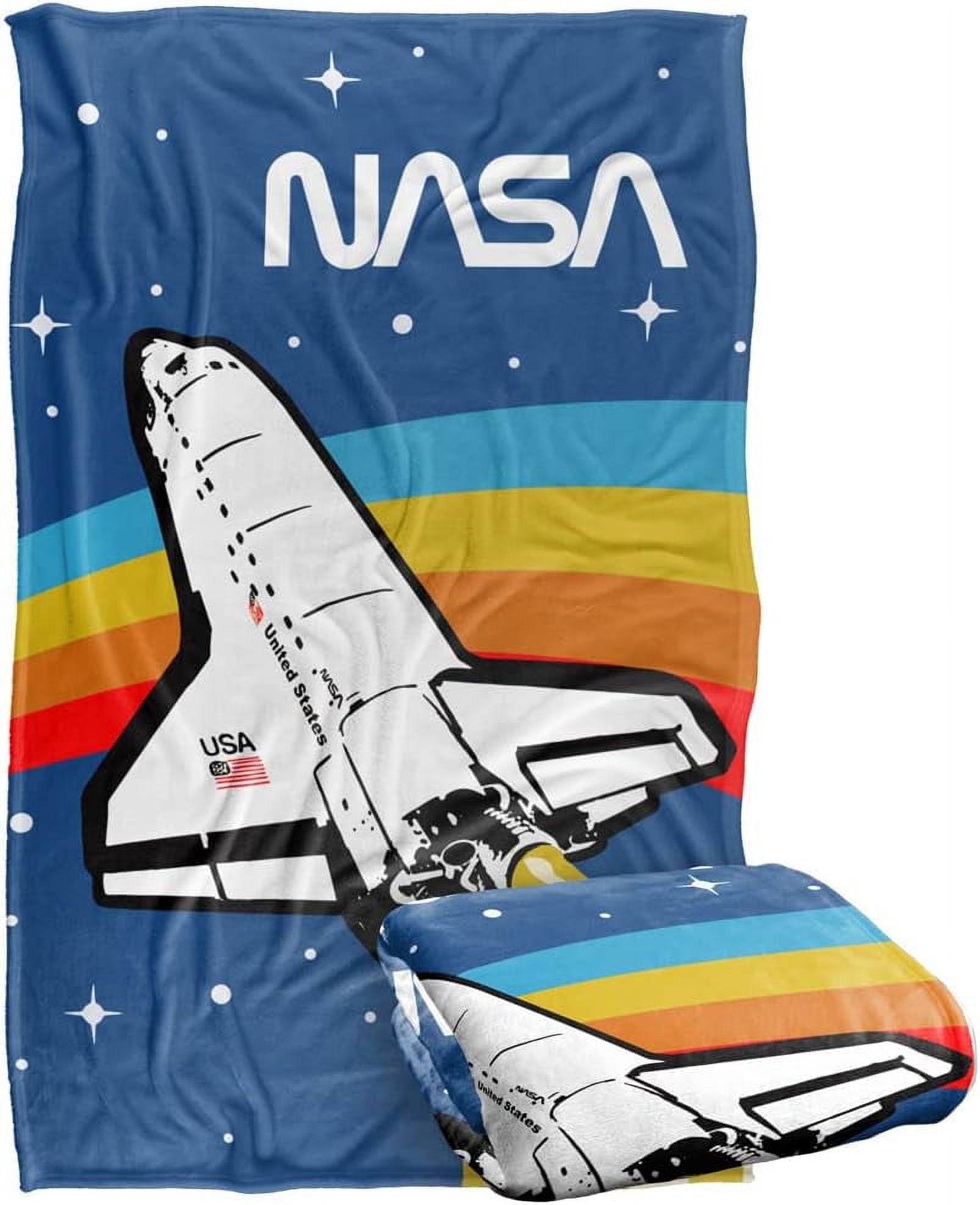 NASA Over Space Shuttle With Rainbow Silky Touch Super Soft Throw ...