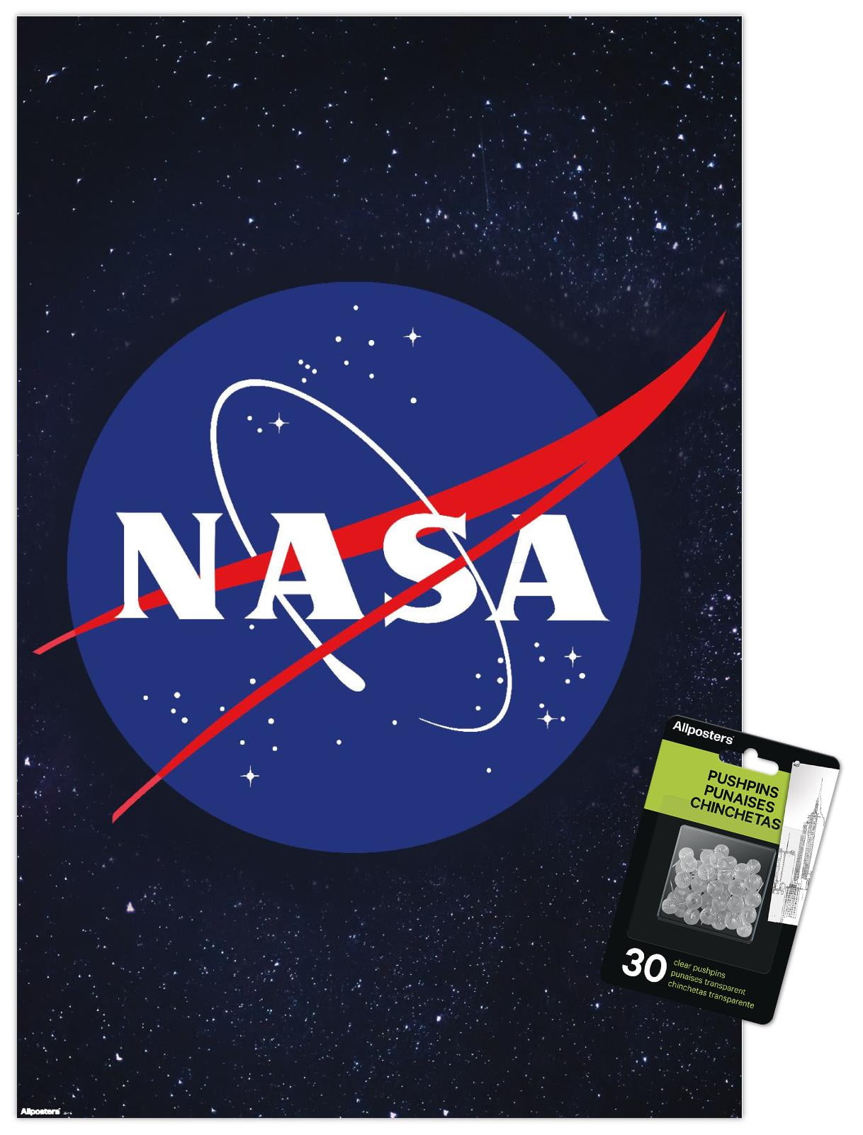 NASA - Portrait Logo Wall Poster with Push Pins, 14.725" x 22.375 ...