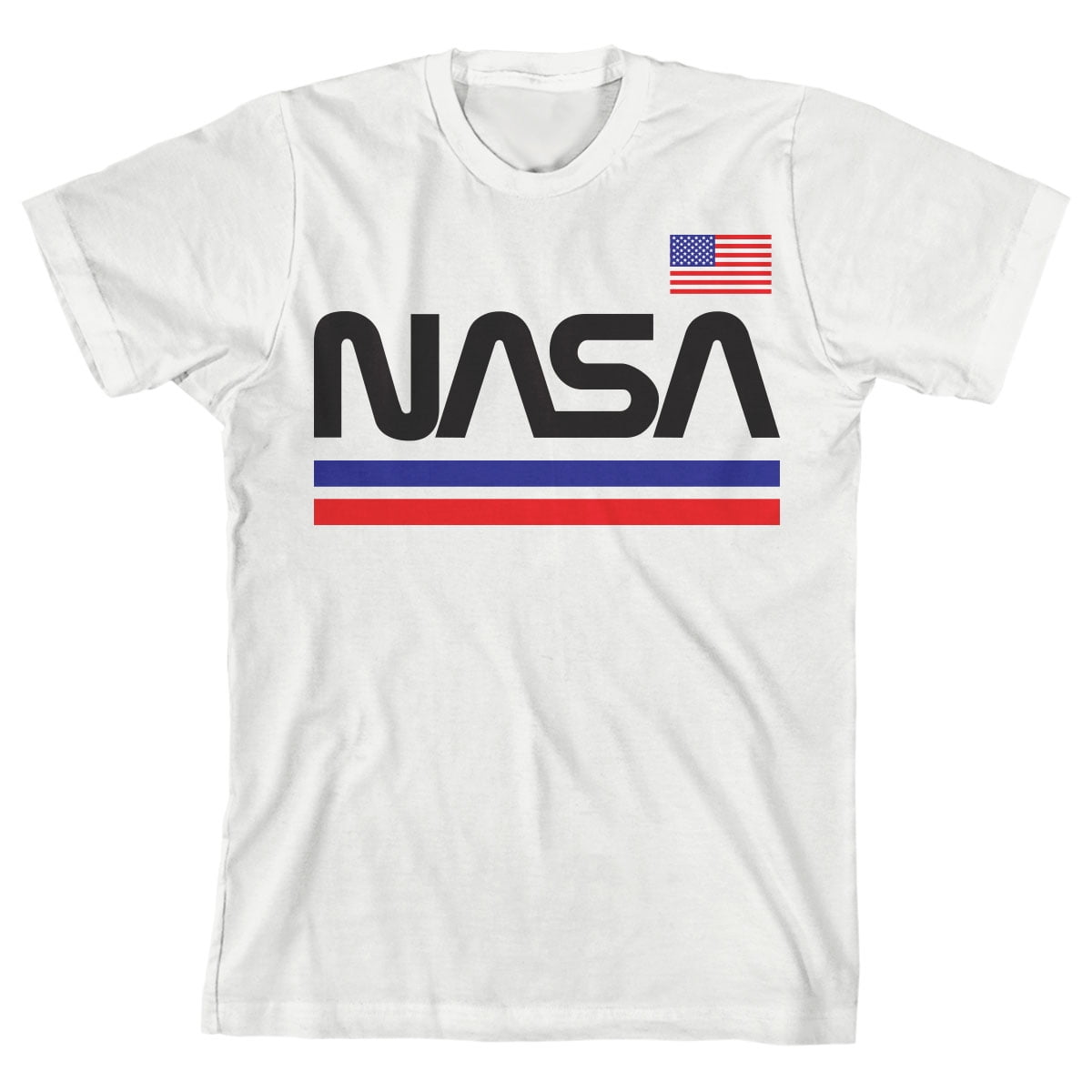 NASA Red White and Blue Logo Boy's White T-shirt-Large - Walmart.com